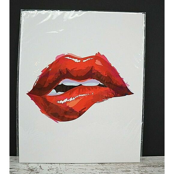 Canvas Geeks | Art | Red Lips Bite Art Print Fashion Wall Decor ...